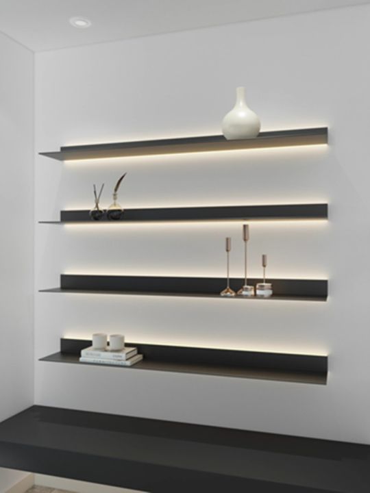 Minimalist Iron Art Metal Shelf Display Stand Lighting Wall Mounted ...