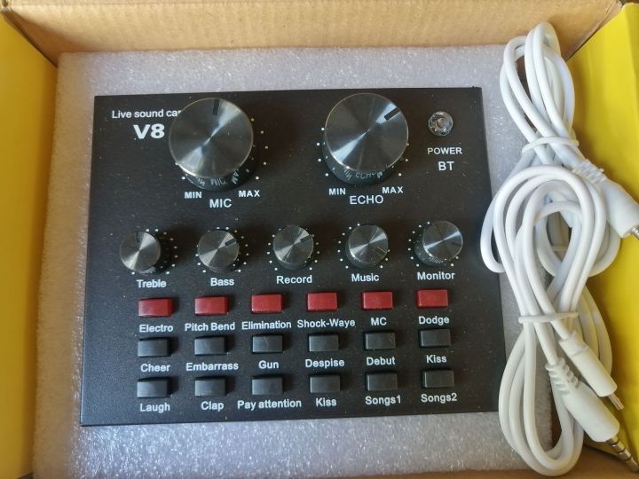 V8 Sound Card, Sound Effects Board with Audio Mixer for Streaming, with ...