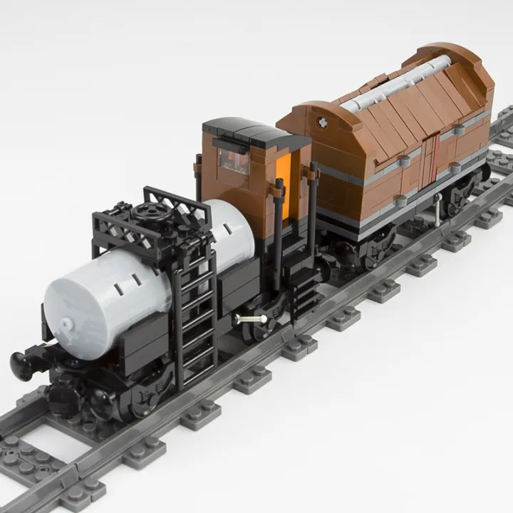 ชุดประกอบรถไฟบรรทุกน้ำมันแบบ DIY โมเดลรถไฟบรรทุกสินค้า รถพ่วงพื้นเรียบ ...