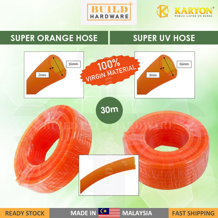 KARYON 10m / 30m Super Orange Hose, Rubber Hose Water, Getah Paip Rumah ...