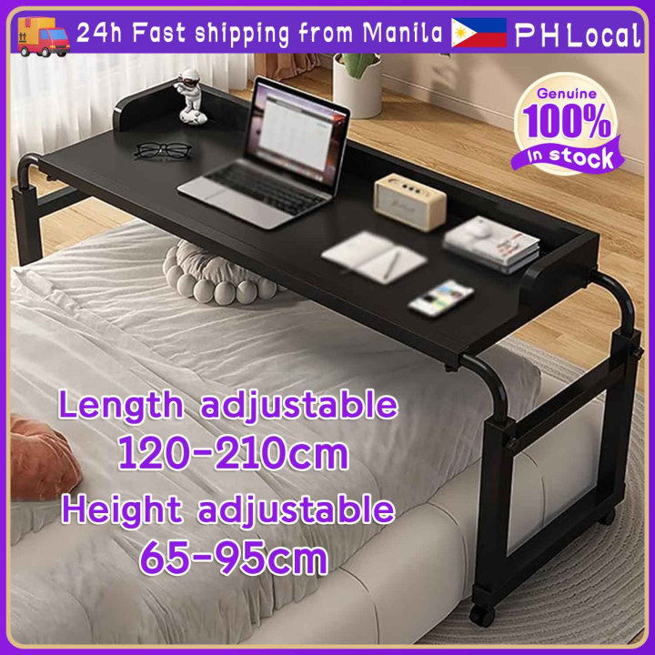 Adjustable Laptop Bed Table with Wheels and Baffle Study Table for ...
