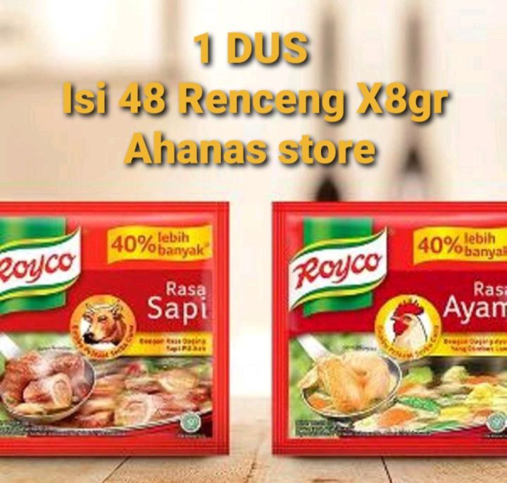 1 Dus Royco Isi 48 Renceng Bumbu Kaldu Penyedap Masakan Rasa Ayam Sapi 576 Sachet X 8g | Lazada ...
