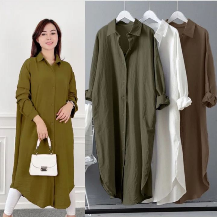 TUNIK CRINKLE FULL KANCING TERBARU | Lazada Indonesia