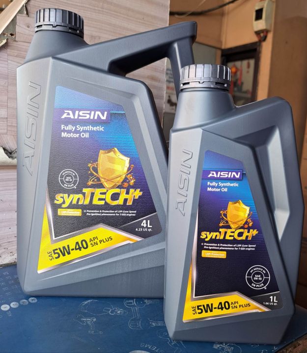 AISIN synTECH+ Fully Synthetic Motor Oil SAE 5W-40 API SN Plus (4L/1L ...