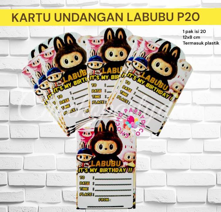 Kartu Undangan Ulang Tahun LABUBU P20 Isi 20 pc / Kartu Undangan Ultah ...