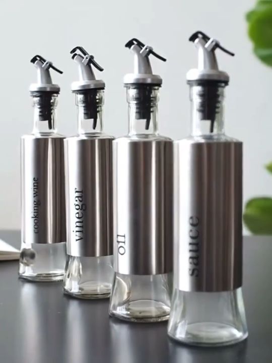 Kitchen Liquid Condiment Glass Bottles Sauce Oil Leakproof Dispenser ...