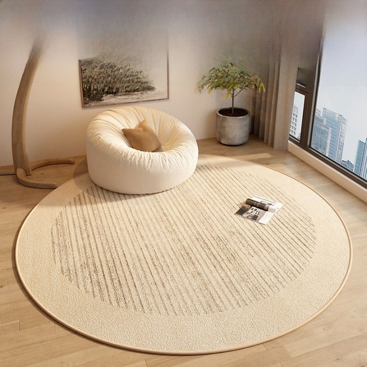 Creamy round Carpet Computer Chair Mat Living Room Bedroom Swivel Chair ...
