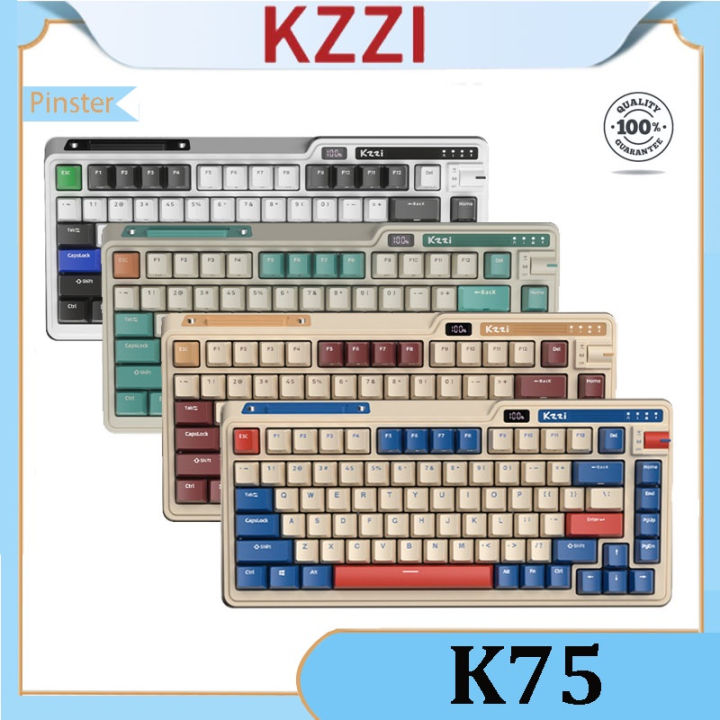 Kzzi K75 Gasket Structure Tri-mode Mechanical Keyboard 80% RGB Backlit ...