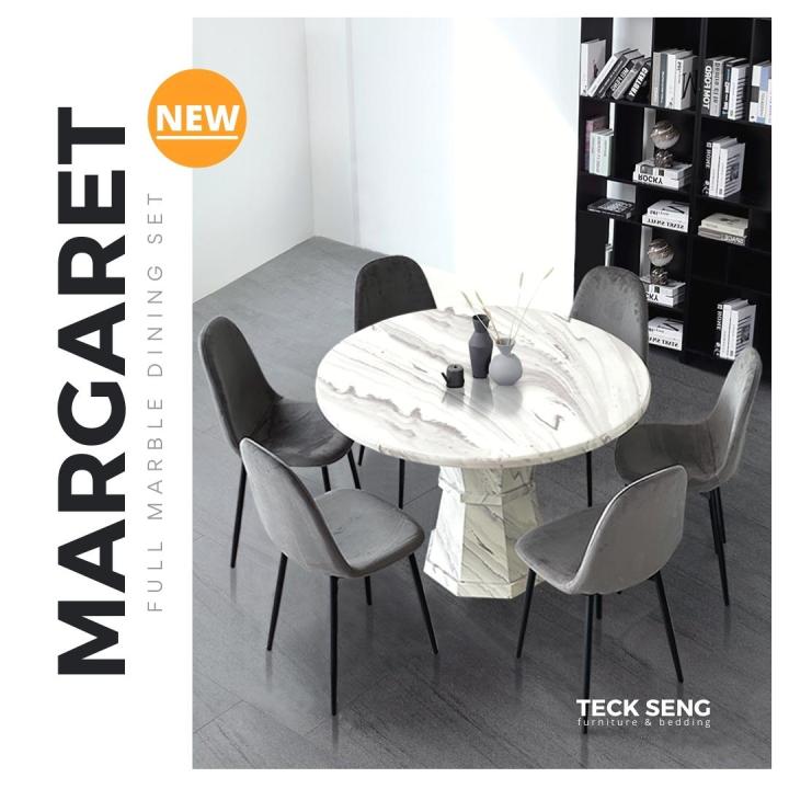 [TECK SENG] Margaret Full Marble Dining Set/ meja makan/ 1+4 1+6 Dining ...