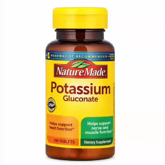 Nature Made Potassium Gluconate 90mg 100 Tablets – Heart, Nerve ...