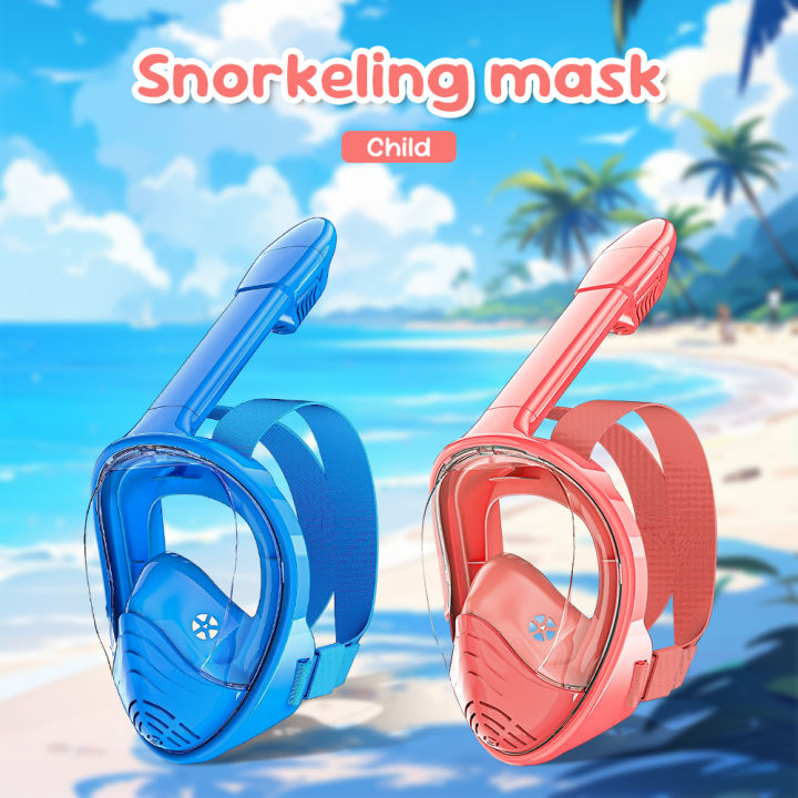 Kids Snorkel Mask Full Face, Snorkeling Set with Camera Mount, Foldable ...