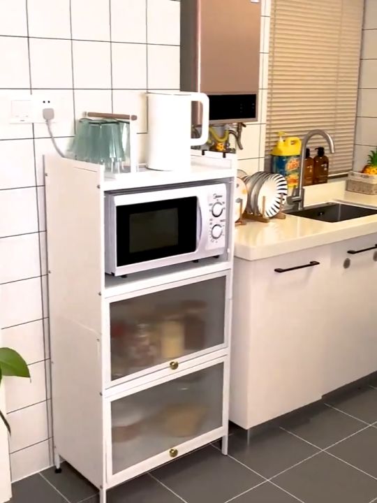 Kitchen Storage Racks Shelf with Doors & Wheels Dapur Kabinet Rak Dapur ...