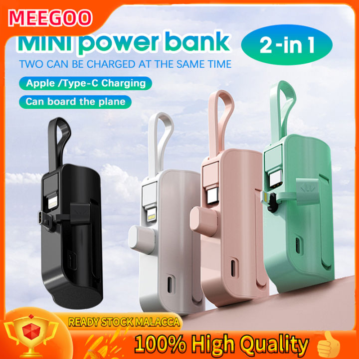 Mini Capsule Powerbank 2 in 1 5000mAh Portable Fast Charger Power Bank ...