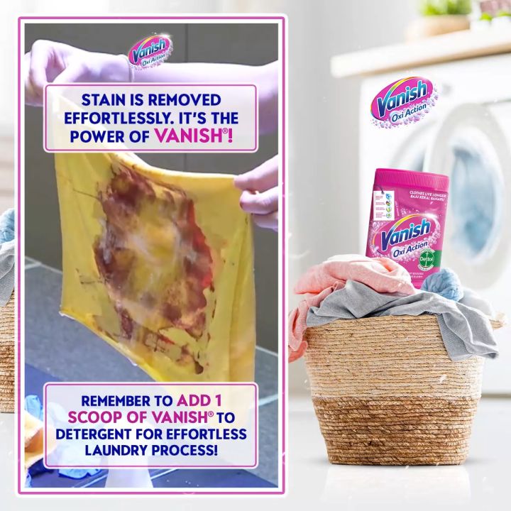 Vanish Stain Remover Pink Oxi Action, Detergent Powder, 900g | Lazada ...