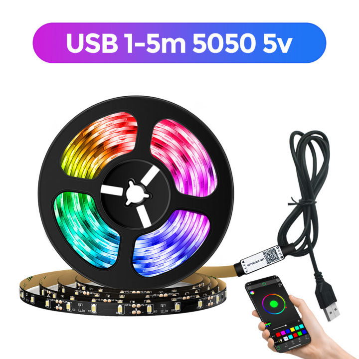 5050 TV Backlight Strip Lights USB RGB LED Strip Lights Music Sync 1/2 ...