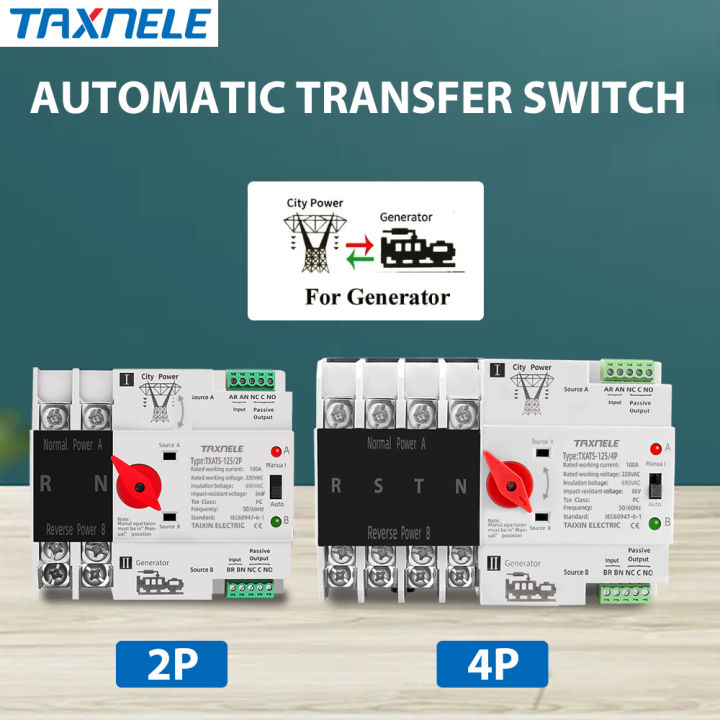 Din Rail 2P 3P 4P ATS Dual Power Automatic Transfer Switch Selector Switches Uninterrupted Power ...