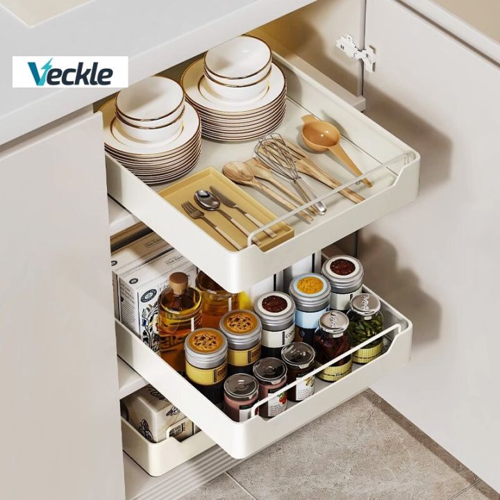 Veckle Pull-out Basket Under Sink Organizer Rack Drawer Racks Kitchen ...
