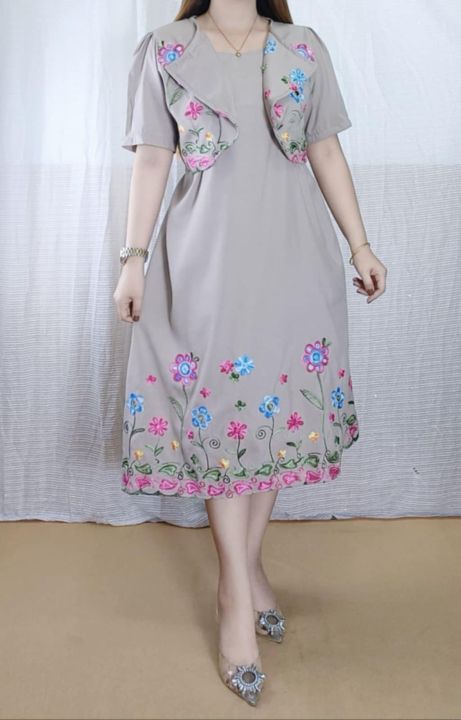 EYELET EMBROIDERY FILIPINIANA DRESS WITH POCKET | Lazada PH