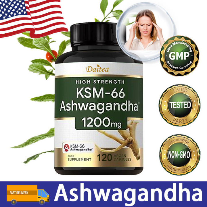 Ashwagandha High Strength 1200 mg. อาหารเสริมบำบัดความเครียด เพิ่ม ...