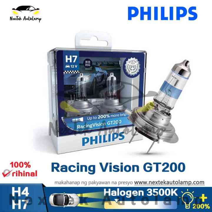 Philips Racing Vision GT200 H4 H7 3500K Car Headlight Bulb Light ...