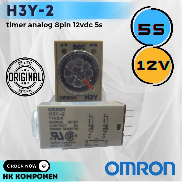 H3Y-2 12vdc OMRON timer analog mini 12vdc kaki 8pin varian waktu 5,10,30,60 detik | Lazada Indonesia