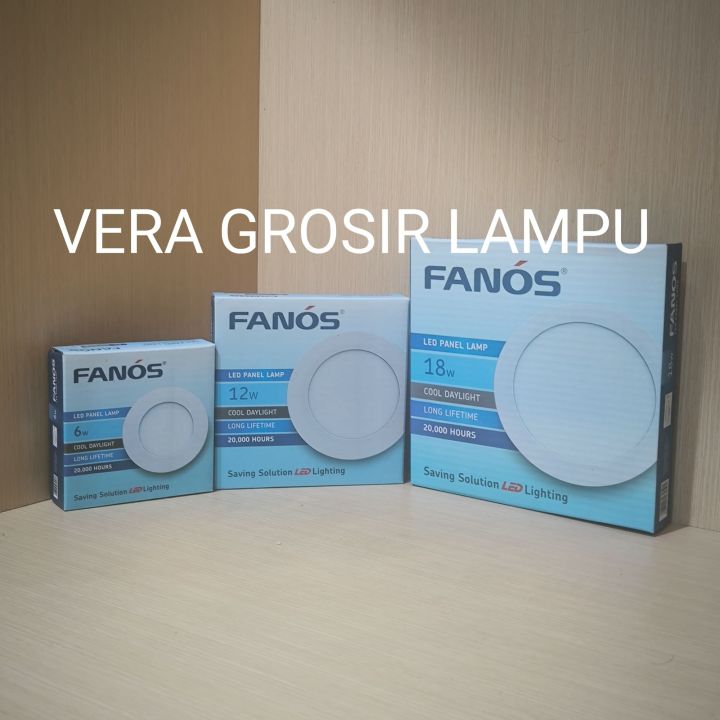 FANOS lampu panel Downlight LED 6W 12W 18W putih 7000K Bulat Inbow ...