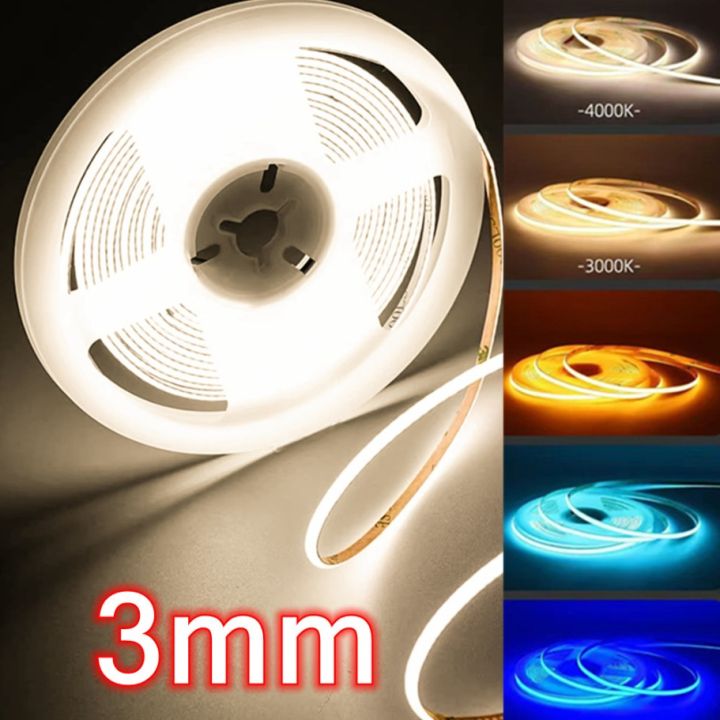 3mm Ultra Thin DC12V 24V Colorful COB LED Strip 3000K 4000K 6000K ...