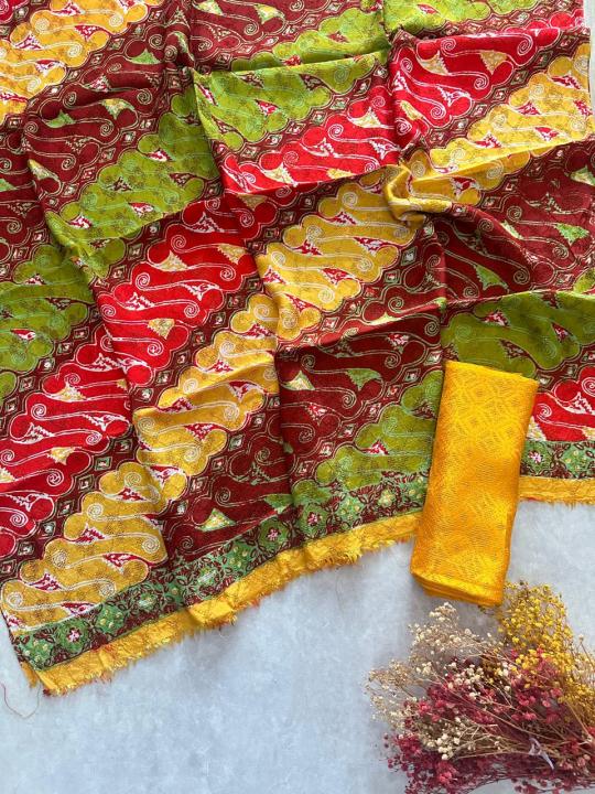 KAIN BATIK VISCOSE SEMI SUTERA BATIK CAP TULIS TERBARU SET POLOS KHAS ...