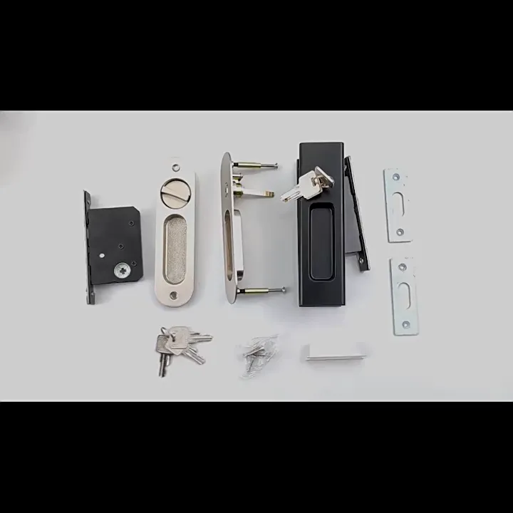Sliding Door Lock With Key Flush Recessed Handle Invisible Barn Wood ...