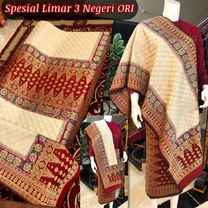 Bahan songket Palembang motif 3 negri cantik bahan bagus benang emas kilat marhillong | Lazada ...