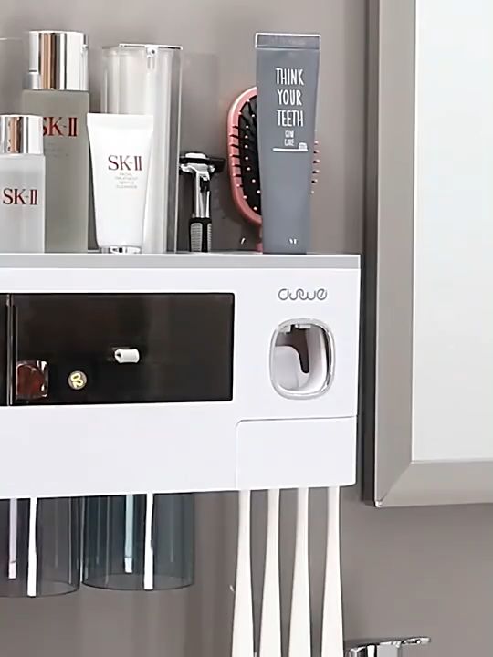 Bincoo Wall mounted Toothbrush Holder With Toothpaste Dispenser Punch ...