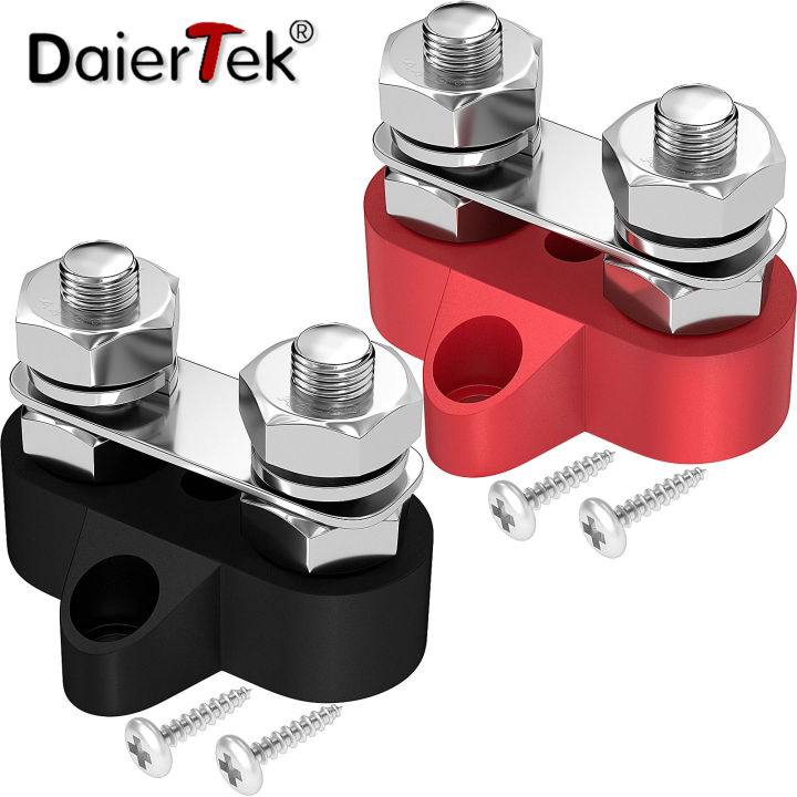 DaierTek 5/16" Terminal Block Studs M8 48V Junction Block Bus Bar Insulated Dual Power ...