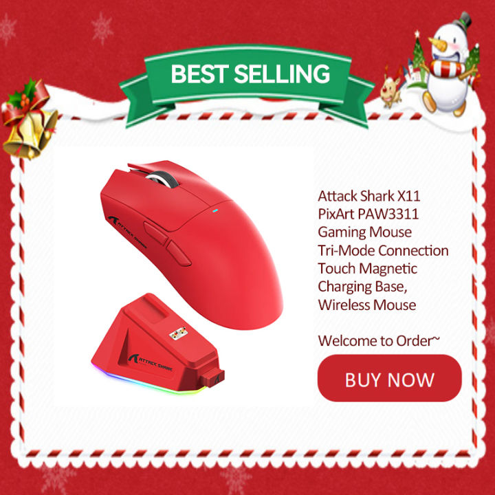 Attack Shark X11 PixArt PAW3311 Gaming Mouse,Tri-Mode Connection, Touch ...