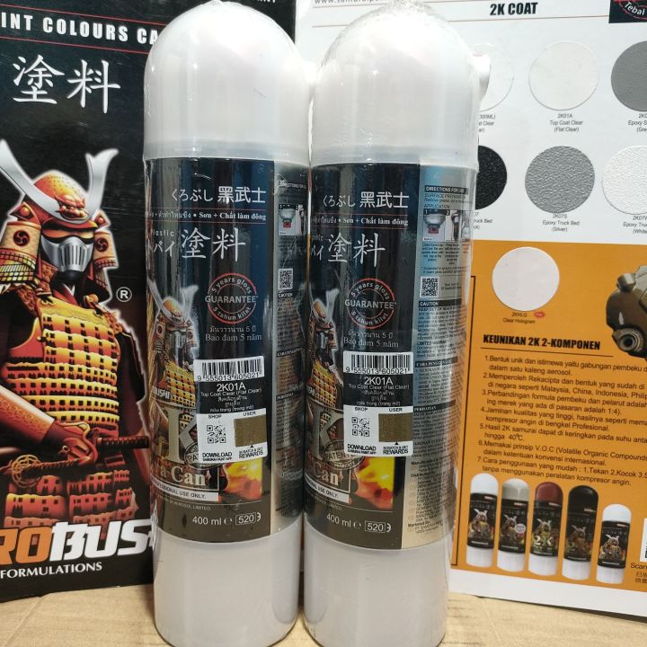 Samurai Paint 2k 2K01A Top Coat Clear Flat Clear #Clear Doff 400ml ...