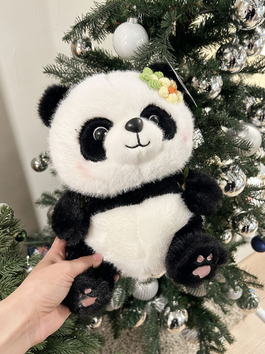 Fluffy Panda Doll Toy with Lucky Apple Avocado Mushroom Stuffed Plush ...