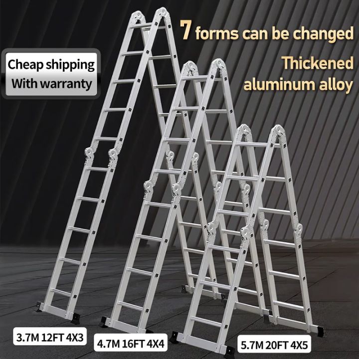 【3 years warranty】HiTools ladder aluminum heavy duty ladder foldable ...