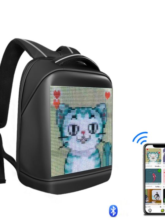Smart LED Light up Backpack Promotional Display Screen Double Shoulder ...