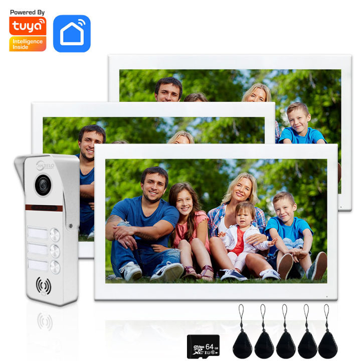 Multifunction 1080P Video Door Phone Intercom System For 3-Family 10 ...