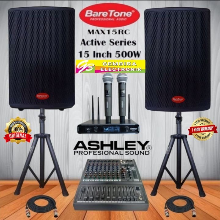 Paket Sound System Speaker Aktif BareTone MAX15RC Mixer ASHLEY SMR-8 ...