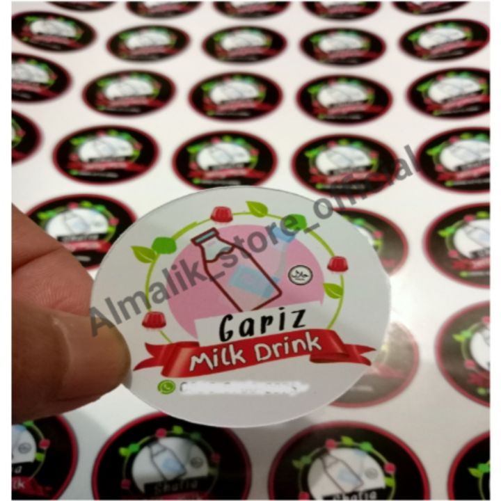 STICKER LOGO BULAT MINUMAN CUP BOTOL GLOSSY ANTI AIR Cetak Label produk ...