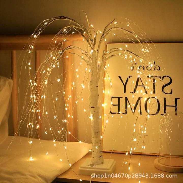 Modern Simplicity Weeping Willow Tree Lamp Copper Wire Decorative ...
