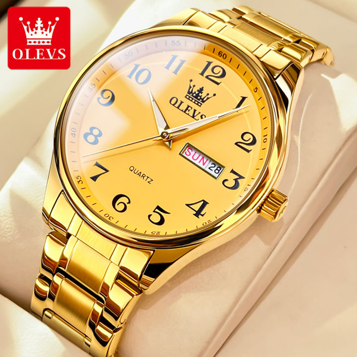 OLEVS Watch For Men Waterproof Business Luxury Gold Watch Luminous ...