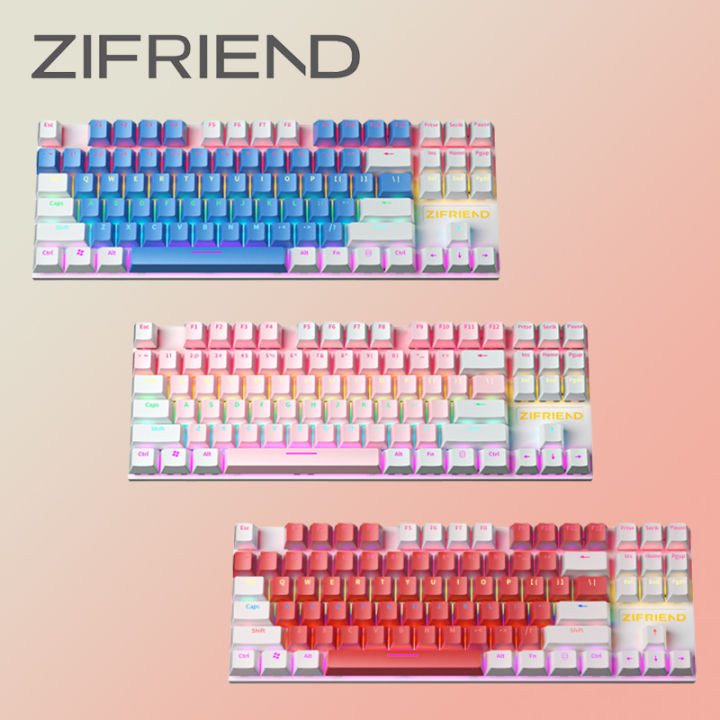 Zifriend KY400 87 Keys Mechanical Keyboard Ergonomic Design 24 Light ...