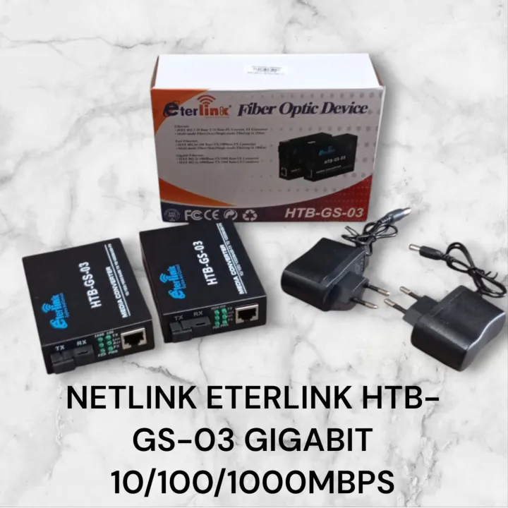 NETLINK ETERLINK HTB-GS03 GIGABIT SEPASANG MEDIA CONVERTER 10/100 ...