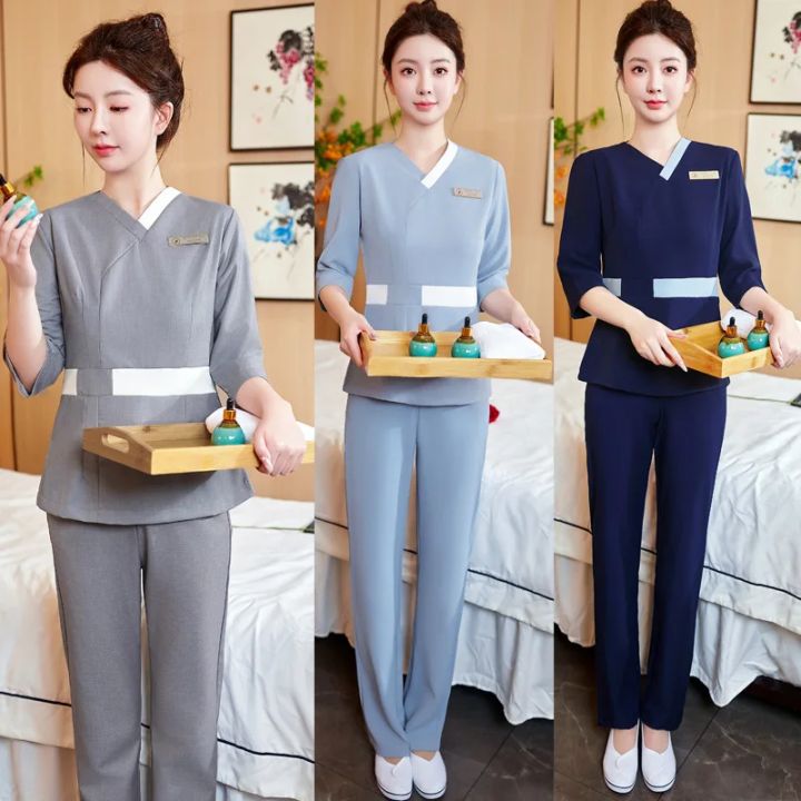 Beauty Salon Mediator Suit Middle Arm Length Coat Massage Therapist ...