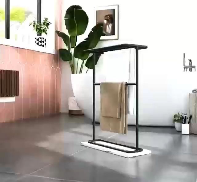 Towel Rack Stand Floor Towel Holder For Bathroom Iron Towel Hanger ...