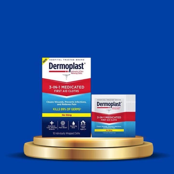 Dermoplast 3-in-1 Medicated First Aid Cloths Analgesic & Antiseptic 2'S ...