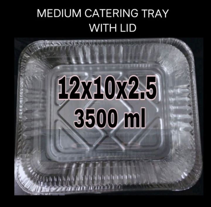 ALUMINUM FOIL TRAY re320 CATERING TRAY WITH PLASTIC LID 12x10x2.5 ...