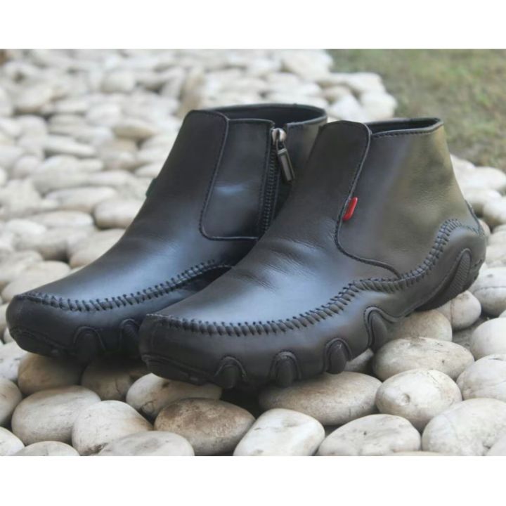Sepatu boot Casual Pria Kulit Blackmaster Zipper | Lazada Indonesia