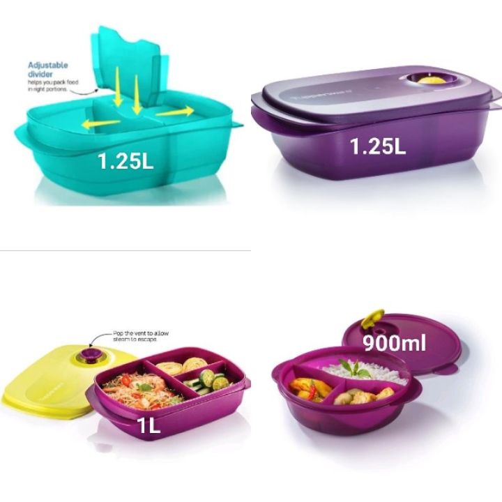 Tupperware Reheatable Divided Lunch Box 1.0L or 1.25L/ Lunch Box/ Bekas ...